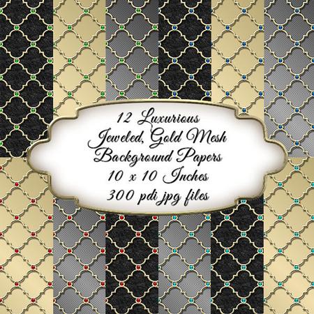 Jeweled Gold Mesh Background Papers - CUP492565_1771 | Craftsuprint