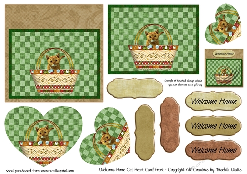 Welcome Home Country Cat Heart Card Front - CUP1253607_1886 | Craftsuprint