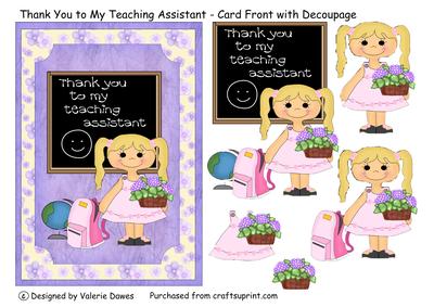 Thank You to My Teaching Assistant Card Front with Decoupage ...