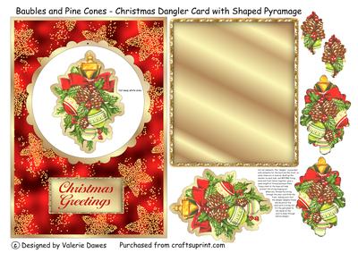 Baubles & Pine Cones - Christmas Dangler Card with Pyramid - CUP121555 ...