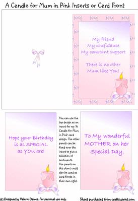 A Candle for Mum in Pink Inserts and Card Front - CUP18399_203 ...