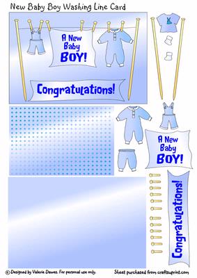 New Baby Boy Washing Line Card - CUP18643_203 | Craftsuprint