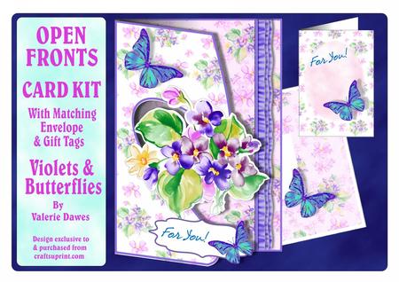 Open Front Card Kit - Violets & Butterflies - CUP234693_203 | Craftsuprint