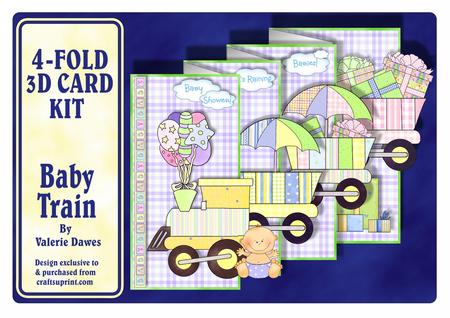 4-fold Card Kit - Baby Train - CUP268564_203 | Craftsuprint