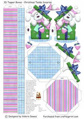 3D Topper Boxes - Christmas Teddy Surprise! - CUP277071_203 | Craftsuprint
