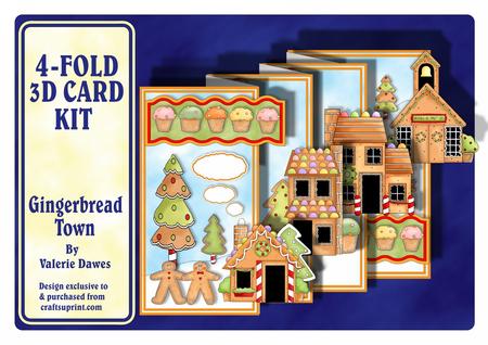 4-fold Card Kit - Gingerbread Town - CUP280523_203 | Craftsuprint