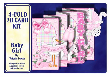 4-fold Card Kit - Baby Girl - CUP283012_203 | Craftsuprint