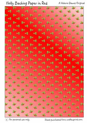 Holly Backing Paper in Red - CUP29482_203 | Craftsuprint
