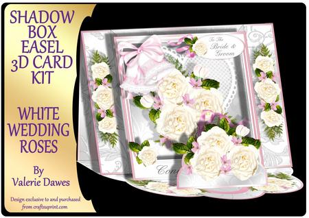 Shadow Box Easel Card Kits - White Wedding Roses - CUP309210_203 | Craftsuprint
