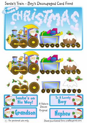 Santa's Train - Decoupaged Card Front - CUP31013_203 | Craftsuprint