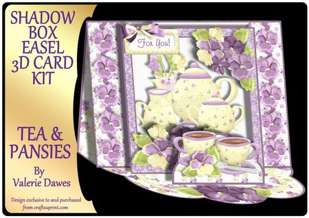 Shadow Box Easel Card Kits - Tea & Pansies - CUP311540_203 | Craftsuprint