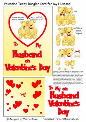 Valentine's Teddy Dangler Card for My Husband - CUP37333_203 | Craftsuprint