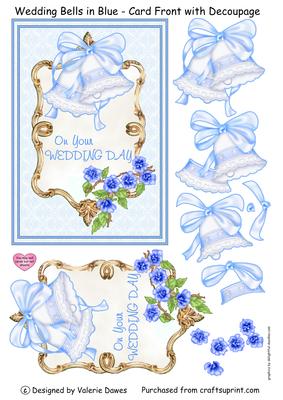 Wedding Bells in Blue - Card Front with Decoupage - CUP50945_203 ...