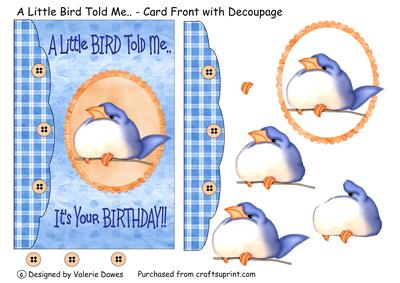 A Little Bird Told Me - - Card Front with Decoupage - CUP71718_203 ...