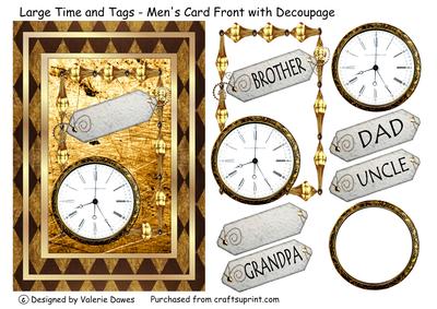 Large Time and Tags - Men's Card Front with Decoupage - CUP77388_203 ...