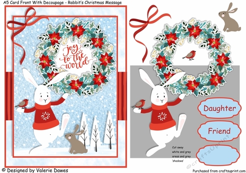 A5 Card Front With Decoupage - Rabbits Christmas Message - CUP828410 ...