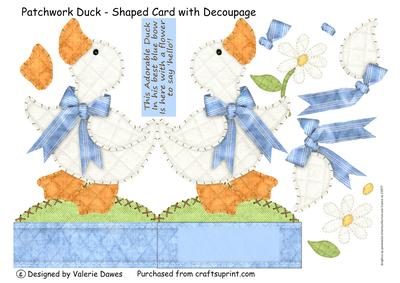 Patchwork Duck - Shaped Card with Decoupage - CUP85995_203 | Craftsuprint