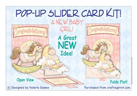 Pop Up Slider Card Kit - New Baby Girl - CUP96206_203 | Craftsuprint