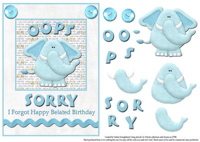 Oops Sorry I Forgot Elephant Belated Birthday Card Front - CUP173175 ...