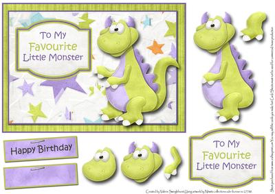 To My Favorite Little Monster Card Front with Decoupage - CUP178925_880 ...