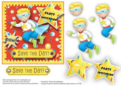 Save the Day Party Invitation Card Front - CUP206550_880 | Craftsuprint