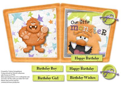 Our Little Monster Cut & Fold Quick Card - CUP207413_880 | Craftsuprint