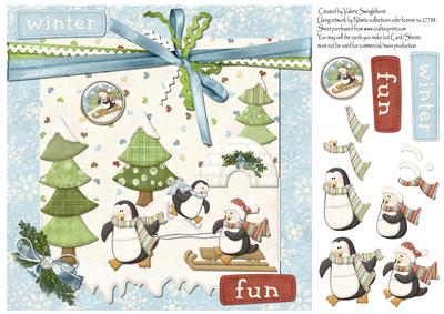 Winter Fun Penguins at Play 8x8 Card Front - CUP260793_880 | Craftsuprint