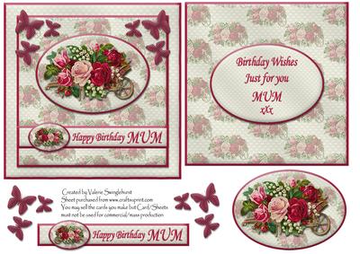 Floral Happy Birthday Mum Card Front with Insert (beige) - CUP349762 ...