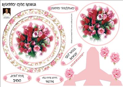 Shabby Chic Roses-plate Card and Stand - CUP236820_116 | Craftsuprint