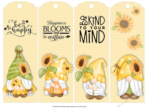 4 Sunflower Gnome Bookmarks - CUP1156457_543 | Craftsuprint