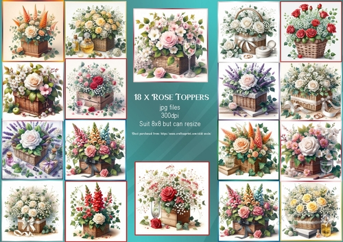 18 Rose Toppers - CUP1326223_543 | Craftsuprint