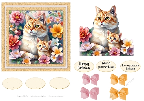Watercolour Floral and Cats 2 - CUP1359365_543 | Craftsuprint