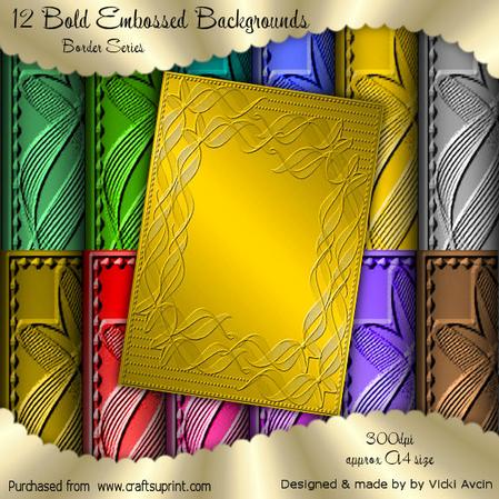12 Bold Embossed Border Backgrounds - CUP181754_543 | Craftsuprint