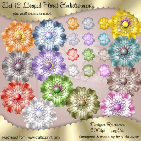 Looped Floral Embellishments - CUP184888_543 | Craftsuprint