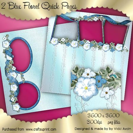 2 Blue Floral Quick Pages - CUP193952_543 | Craftsuprint