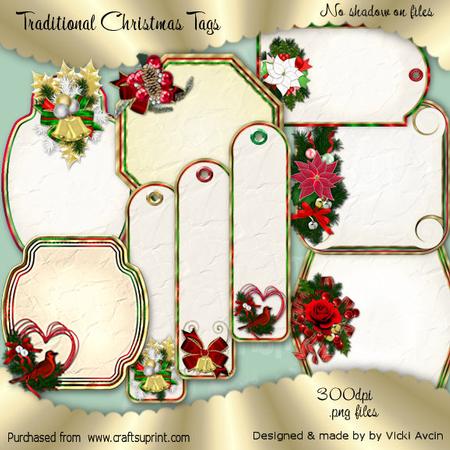 Traditional Christmas Tags - CUP223450_543 | Craftsuprint
