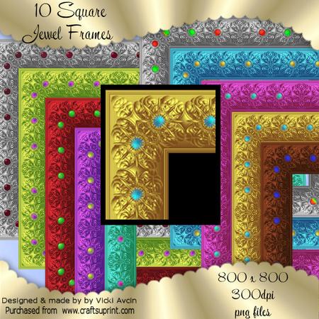 10 Square Jewel Frames - CUP333065_543 | Craftsuprint