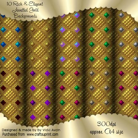 10 Gold Jewelled Background Papers - CUP333298_543 | Craftsuprint