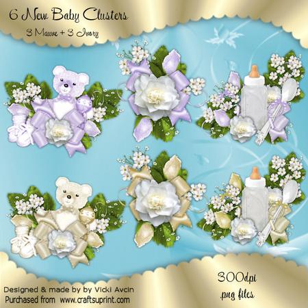 New Baby Clusters (ivory & Mauve) - CUP389517_543 | Craftsuprint