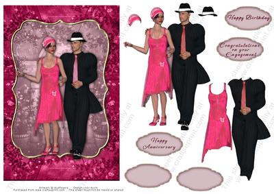 Bright Pink Flapper Couple - CUP437224_543 | Craftsuprint