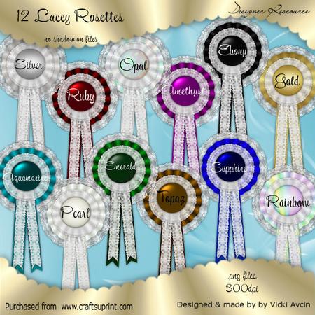 12 Lace Rosettes - CUP678654_543 | Craftsuprint