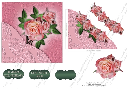 Pink Roses with Embossed look and faux Corner Pocket - CUP715746_543 ...
