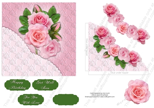 Pretty Pink Roses with Embossed look and faux Corner Pocket - CUP715977 ...
