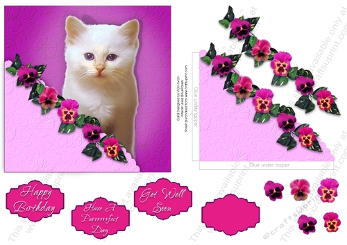 Cute White Kitty with Embossed look and faux Corner Pocket - CUP722055 ...