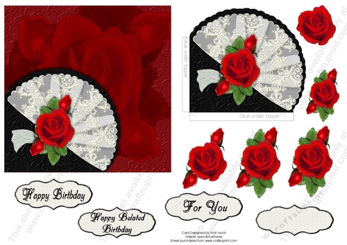 Red Rose White Fan - CUP726484_543 | Craftsuprint