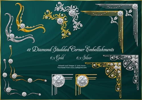 Gold and Silver Diamond Corners - CUP880401_543 | Craftsuprint