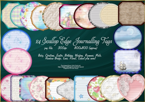 Mega Pack of 24 Scallop edge Journalling Tags - CUP909738_543 ...