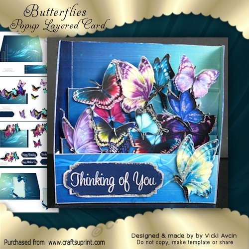 Butterflies Pop Up Layer Card - CUP944493_543 | Craftsuprint