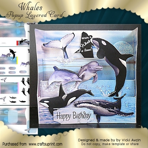 Whales Pop Up Layer Card - CUP944503_543 | Craftsuprint
