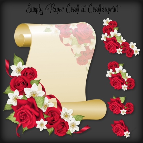 Red Roses Scroll Decoupage with 3 Bonus Papers - CUP1020135_43136 ...